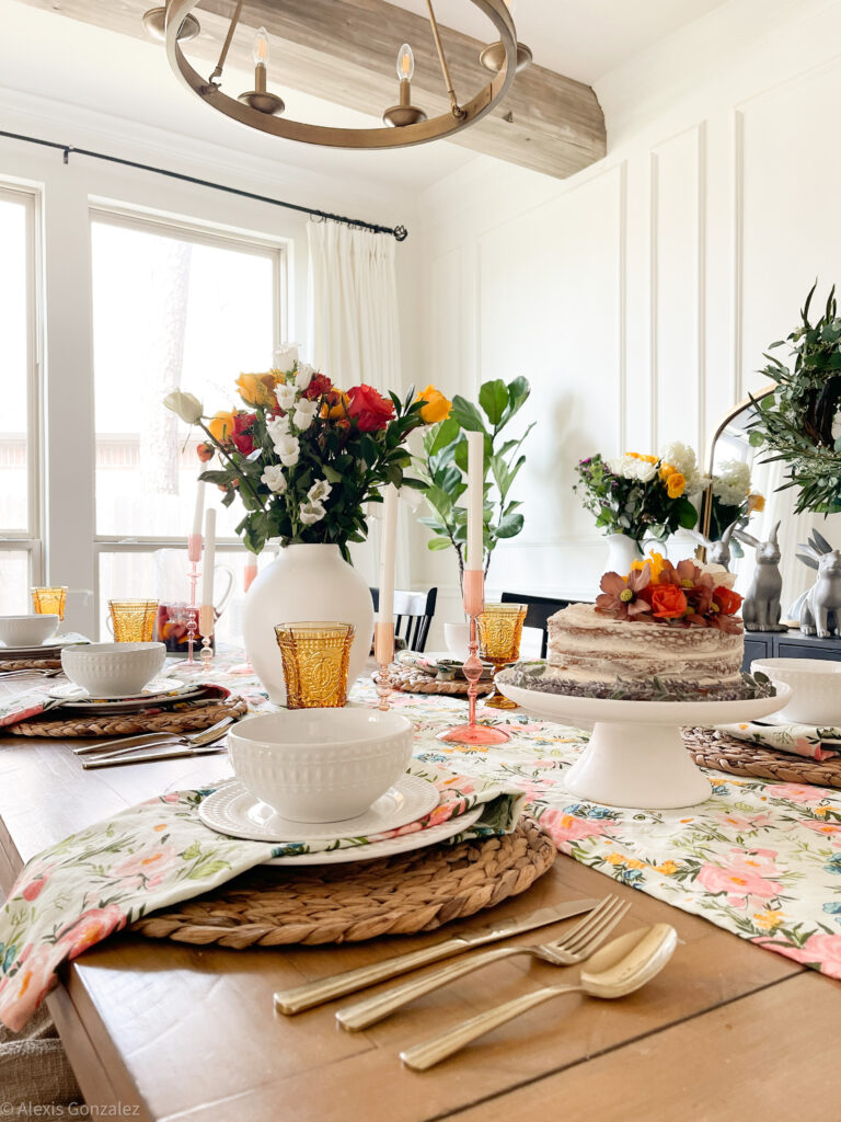 Spring Tablescape - TOUCHES OF WOOD